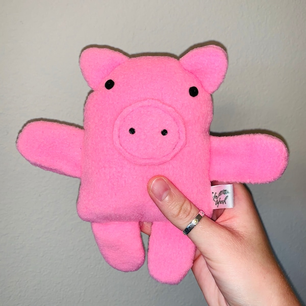 Hand Stitched Fleece Pig Plushie - 6.5" X 7" - Etsy
