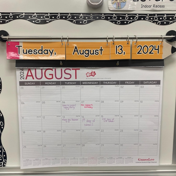 Pencil Classroom Flip Calendar: Laminated Cardstock - Etsy