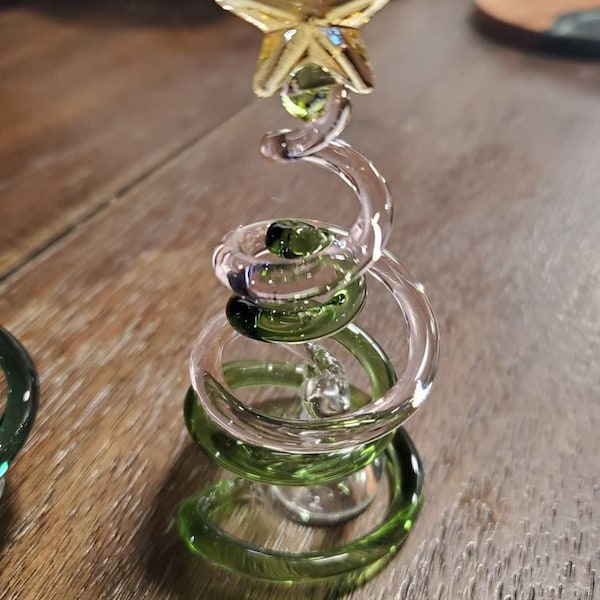 Handmade Blown Glass Christmas Tree,molten Glass Figurine, Small ...