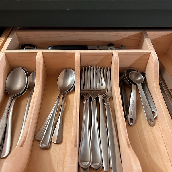 Two Tier Drawer Organizer With Sliding Tray for Utensils Silverware ...