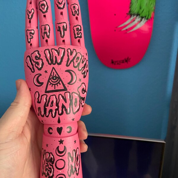 Articulated Pink Wooden Hand (palmistry Tat-a-hand) - Creepy Mystic Art ...