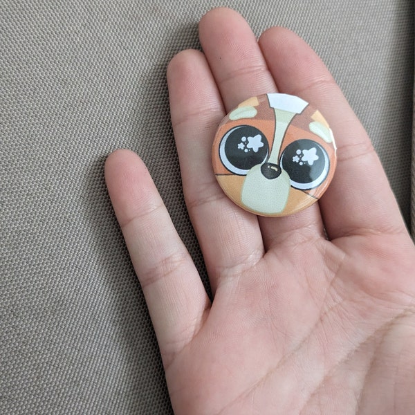 Blue and Orange Dog Inspired Art 32 Mm Pin Button Badge - Etsy