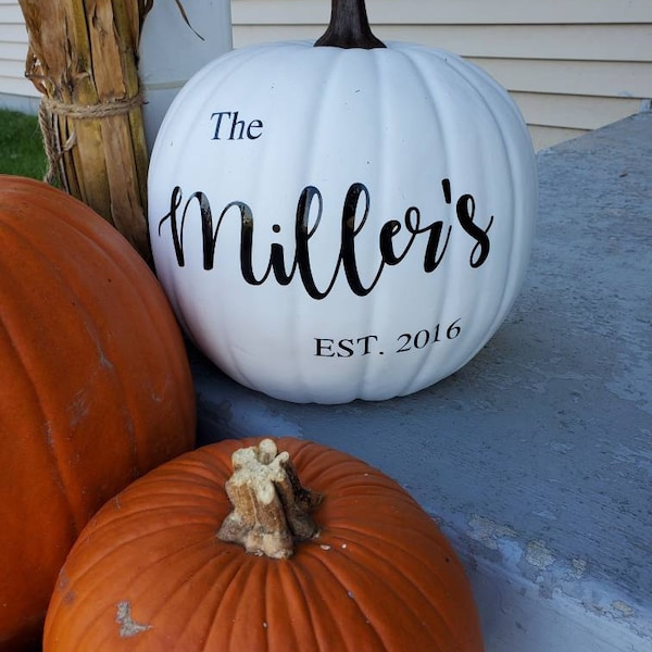 Personalized Pumpkin Vinyl Decal, Monogram and Name , Pumpkin Decor ...