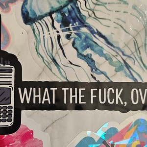 WTF, Over Black Vinyl Sticker, Funny Stickers, Sarcastic Stickers, Meme ...