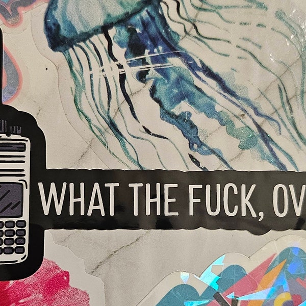 WTF, Over Black Vinyl Sticker, Funny Stickers, Sarcastic Stickers, Meme ...