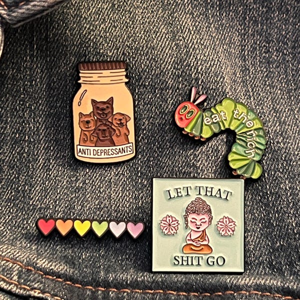 Stay Positive Battery Enamel Lapel Pin, Encouragement Brooch Badge ...