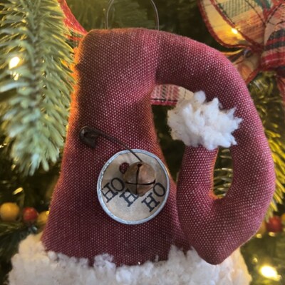 Santa Hat Ornament, Primitive Ornament, Primitive, Primdaisy Creations ...