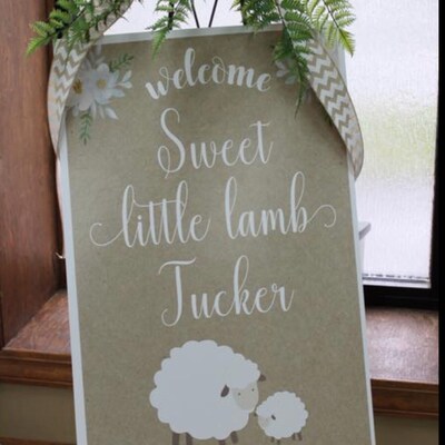 Little Lamb Welcome Baby Sign, Lamb Baby Shower, Gender Neutral Baby ...