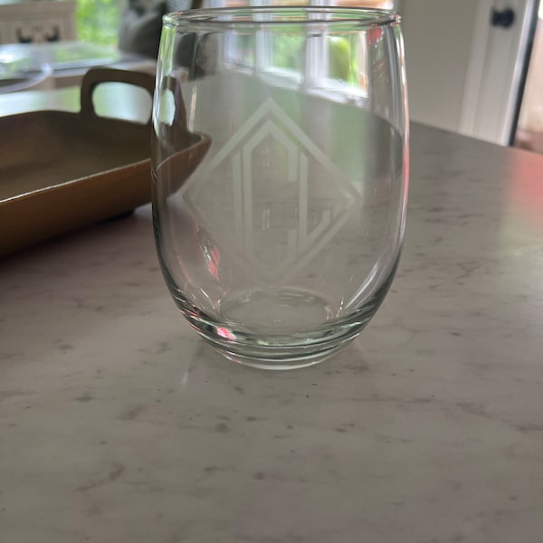 Etched Monogram Glass. Monogrammed Cocktail Custom Whiskey Glass ...