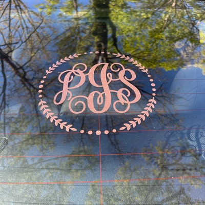 Glittery Custom Circle Monogram Car Window Decal Vine Personalized ...