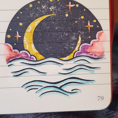 Moon Rubber Stamp, Hand Carved Rubber Stamp, Moon and Stars Stamp, Moon ...