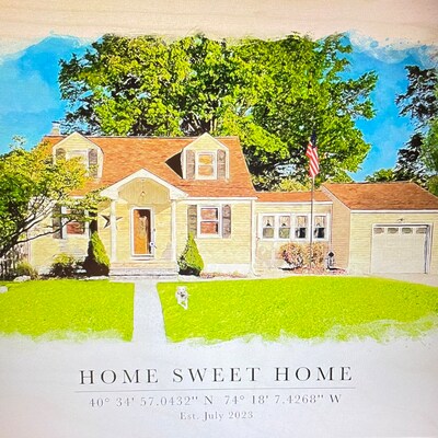 Custom Home Portrait Housewarming Gift First Home Gift Drawing From ...