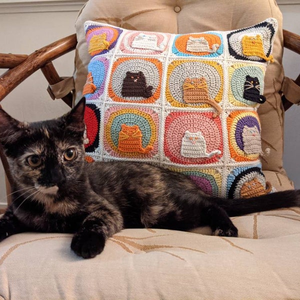 Cat Figured Pillowcase, Cats Pillow Case, Cats Square Cushion Cover ...