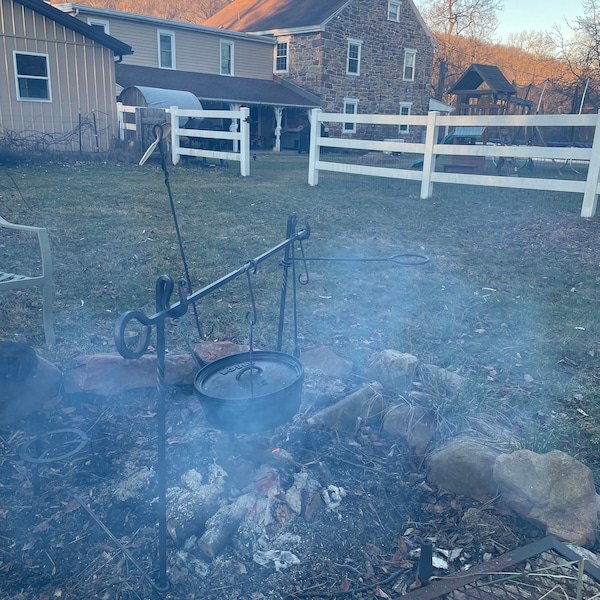 Hand Forged Campfire Cookset With Adjustable Swing Arms (heavy Duty ...