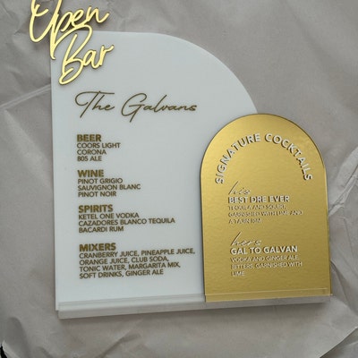 Double Arch Bar Menu 3D Bar Writing Wedding Decor - Etsy Australia