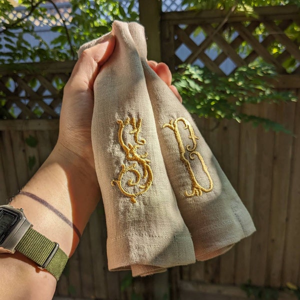 Embroidered Napkins | Letter Monogrammed Napkins | Dinner Napkins ...