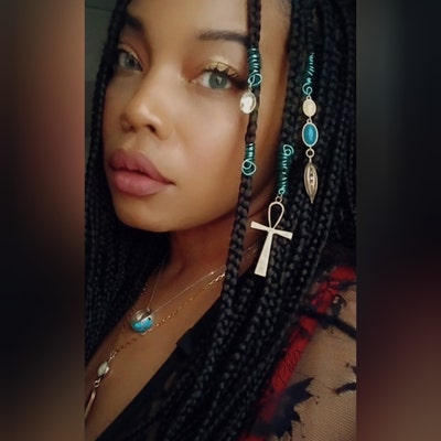 Golden Orange Ankh Loc Jewelry Set, 4pc Dreadlock Jewelry Set, Braid ...