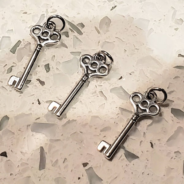 Tiny Key Charm Very Small Sterling Silver Keys for Jewelry Making ...