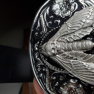 Large Dead Head Moth Belt Buckle Metal Insect Death Goth Punk Retro ...
