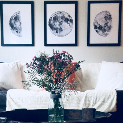 Moon Wall Art Moon Decor Space Wall Art Dining Room Wall Decor Bedroom ...