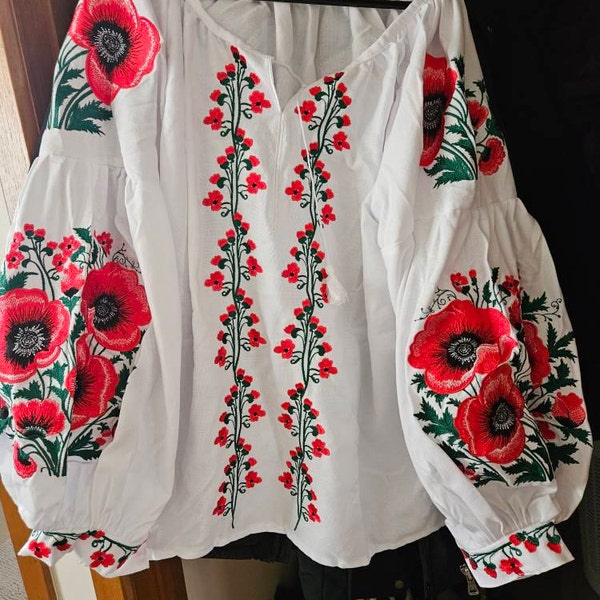 White Ukraine Embroidery Blouse,vishivanka,embroidered Ukraine ...