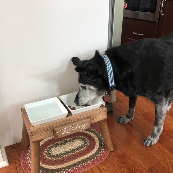 Modern Square Dog Bowl Stand | Elevated Pet Feeder | Raised Dog Bowls ...