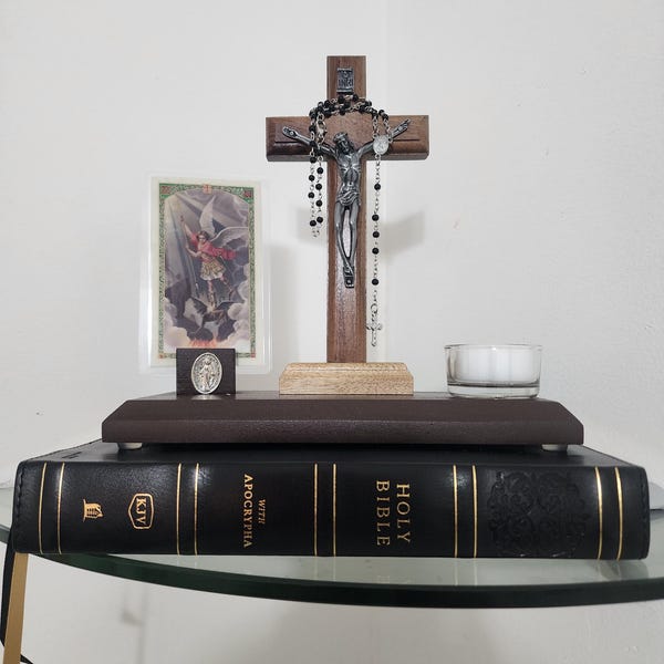 Catholic Olive Wood Tabletop Crucifix. Made in Jerusalem. - Etsy
