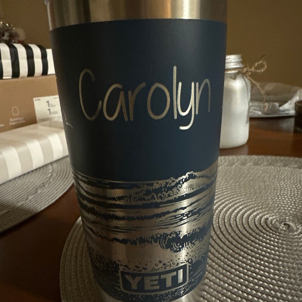 Yeti 20oz Cup With Beach / Ocean Themed Wrap - Laser Engraved 360 ...