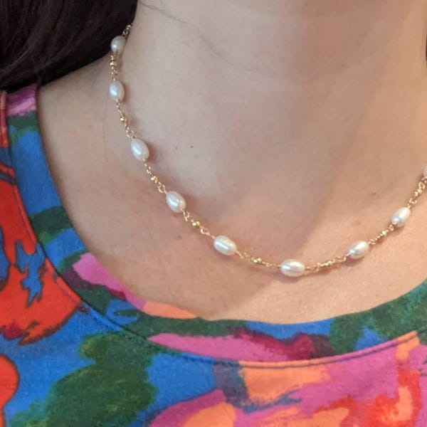 Natural Pearl Necklace,freshwater Pearl Necklace,gold Pearl Beaded Necklace,pearl Choker,bridal ...