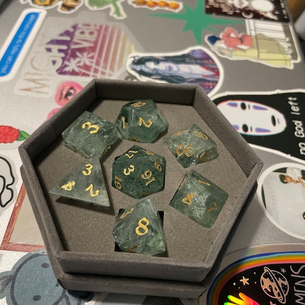 Green Fluorite Gemstone Dice (chlorophane) Hand Carved Polyhedral Dice ...