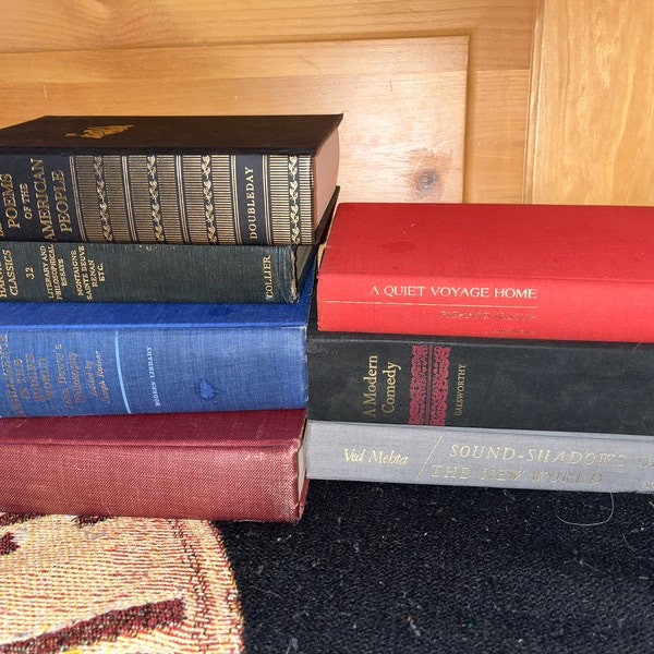 Set of 8 Vintage Books Mixed Decorative Customizable by Colors Aesthetic Décor Bookshelf Library ...