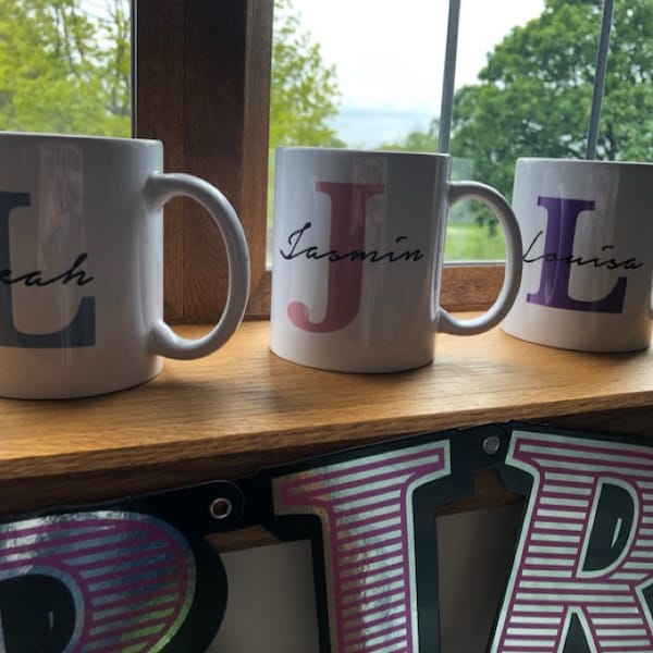 Name Mug With Initial / Gift for Him or Her / Personalised Corporate ...