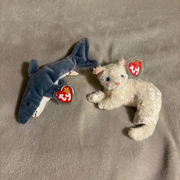 TY Beanie Baby "crunch" the Shark. New, Never Played With. Stored in a ...
