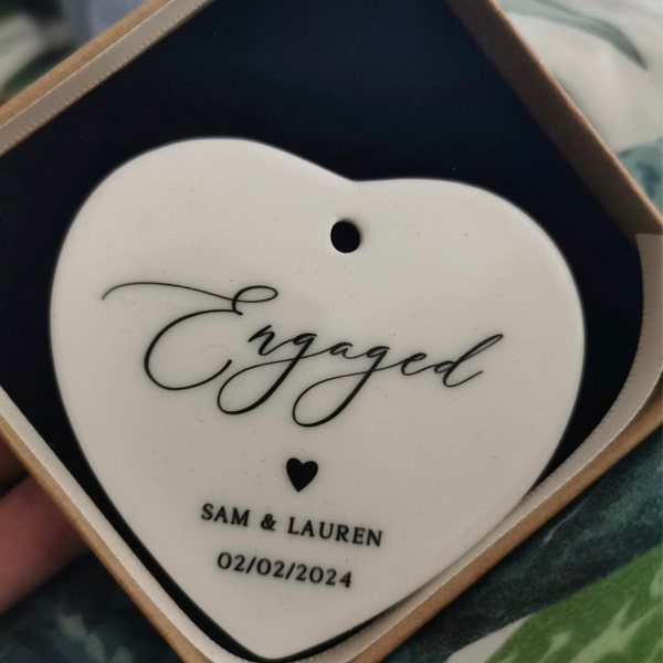 Engagement Gift | Engaged Ceramic Hanging Keepsake | Personalised ...