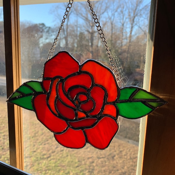 Rose Pattern Stained Glass Pattern DIY Stained Glass Pattern Pdf Flower ...