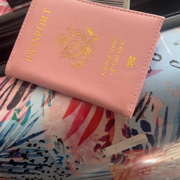Pink Passport Cover, Passport & Vaccination Card Holder USA W ...