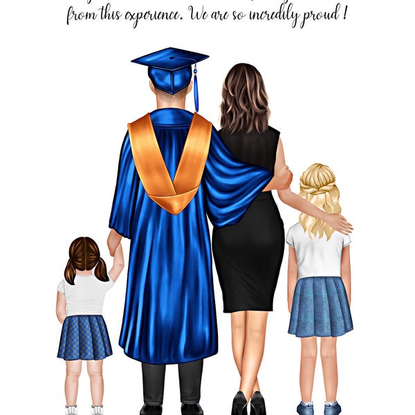 Personalised Graduation Family Gift, Custom Graduate Girl With Mom and ...
