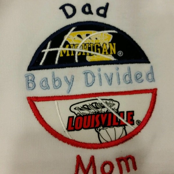 House Divided Baby Embroidered Basketball Bodysuit, Shirt, Burp Cloth ...