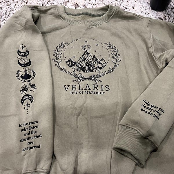 Velaris Embroidered Sweatshirt,velaris City of Starlight Embroidered ...