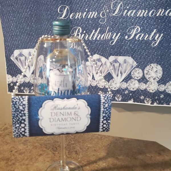Denim and Diamond Wine Labels,denim Diamond Mini Wine Labels,denim ...
