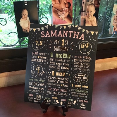 1st Birthday Boy Poster, First Birthday Chalkboard Sign, Party ...
