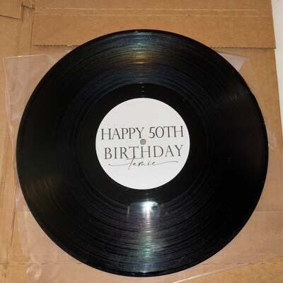 50th Birthday Vinyl Record Sticker for Birthday Guest Book Personalized ...