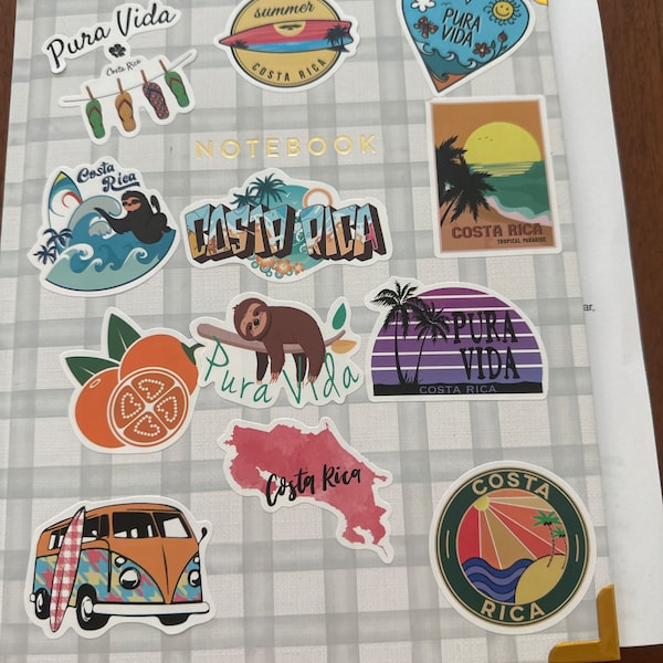 Costa Rica Pura Vida Theme Sticker Pack, Central America Travel ...