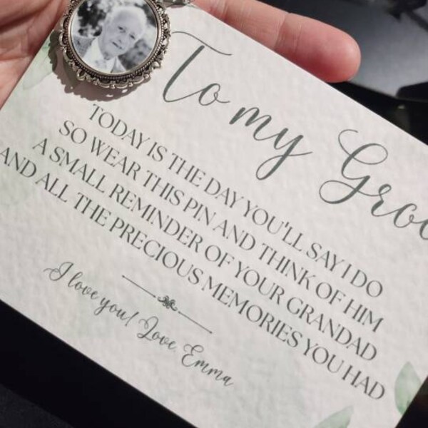 Groom Memorial Pin - Groom Buttonhole Charm - Groom Memory Pin - Loved ...