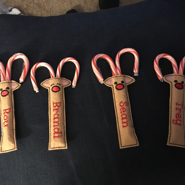 Reindeer Candy Cane Holder/ Class Gift/ Personalized Candy Cane Holder ...