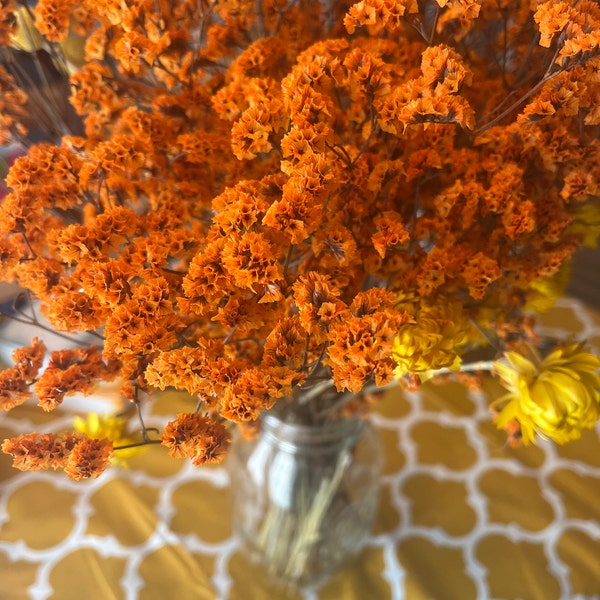 Orange Preserved German Statice, Limonium Dried Flower, Crystal Flowers ...