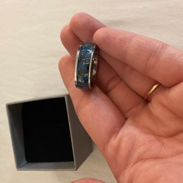 Titanium Shaving Ring. Glowstone Ring. Man Opal Ring. Unique Mens Ring ...