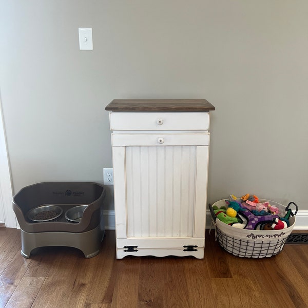 Amish Handmade Tilt-out Trash Can | Rustic Barn Door Cabinet, 50 Qt - Etsy