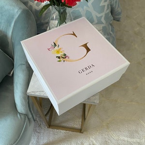 Baby Boy Keepsake Box Custom Gift Box Square White Box Custom Baby Gift ...
