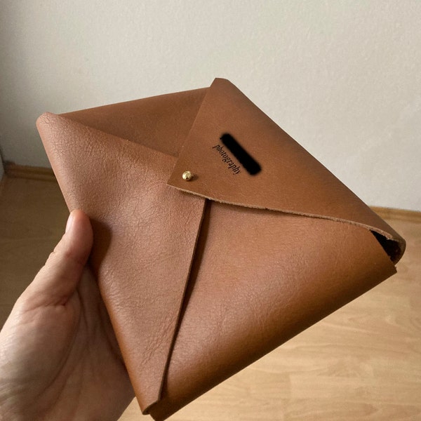 Set of 5 Classic Leather Envelopes for Prints | Cognac Brown ...